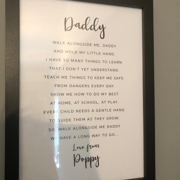 Daddy Personalised Poem | Walk Alongside Me Dad | Print | Poster | Home ...