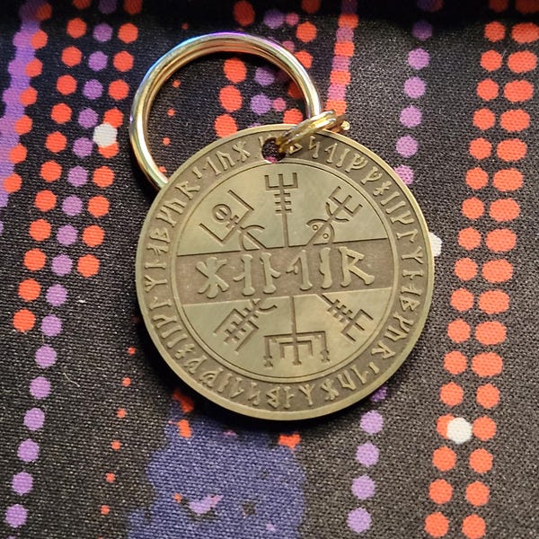 Nordic Viking Dog Tag, Norse Viking Runes Keyring, Tribal Celtic Aztec ...