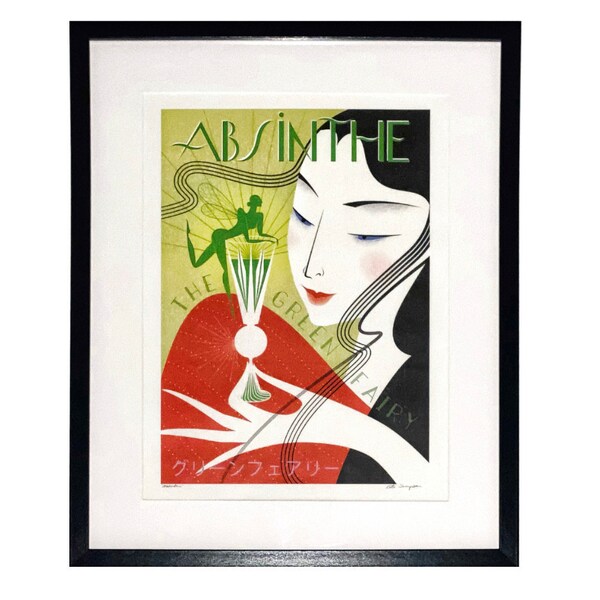 Art Nouveau Absinthe Poster Japanese Lady Print Vogue Fashion Bold Art ...