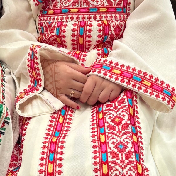 Palestinian Thobe Tatreez Little Girls Dress Embroidery White - Etsy