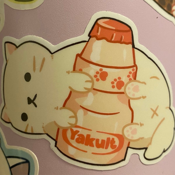 Cat With Asian Drinks Stickers/bubble Tea/ Soju/yakult/ramune/boba/yogurt/kawaii/cute - Etsy