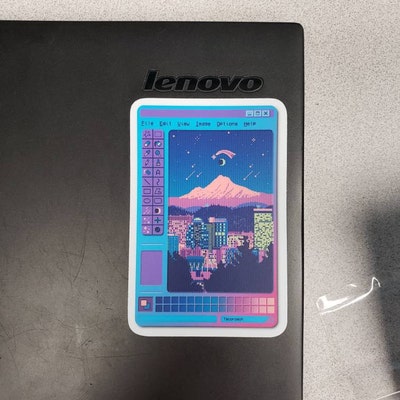 Vaporwave Aesthetic Pixel Art Cityscape MS Paint Inspired Vinyl Sticker ...