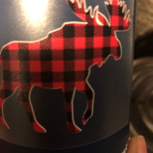 Plaid Moose Sticker Moose Vinyl Decal Buffalo Plaid Decal | Etsy