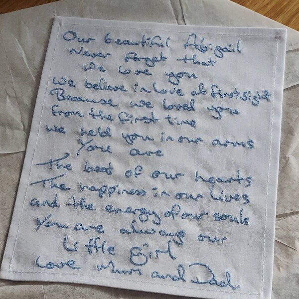 Personalized Wedding Dress Label Embroidered With Your Handwritten Note ...