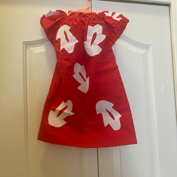 Lilo Girls Peasant Style Dress Red With White Leaves See Sizes ...