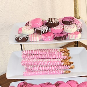 White Chocolate With Pink Drizzle Covered Pretzels Perfect for Princess ...