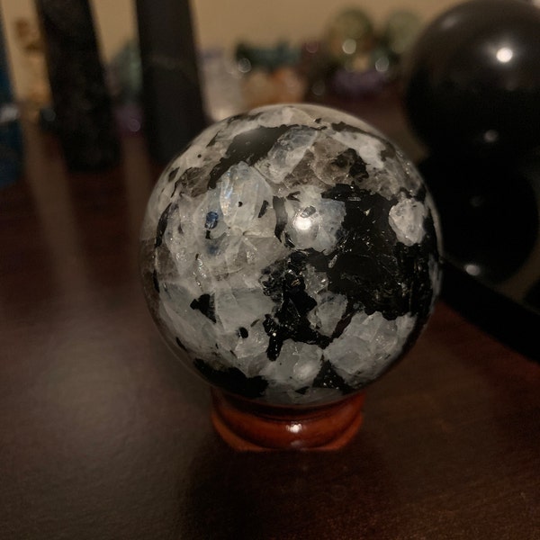 Rainbow MOONSTONE Crystal Ball - Carved Genuine Stone Sphere for ...