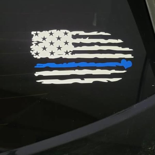 Thin Blue Line Decal With Heart, Law Enforcement Decal,blue Thin Line ...
