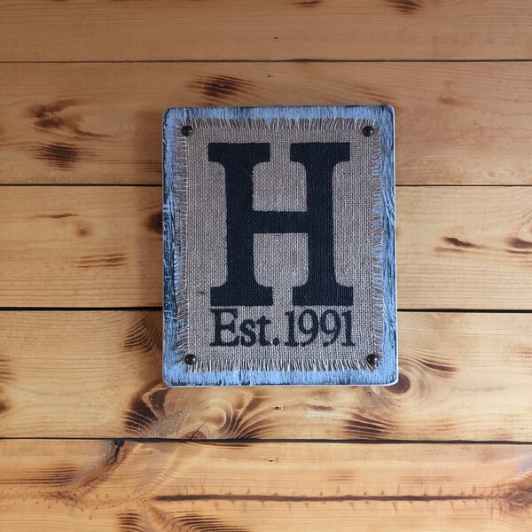 Burlap Monogram Letter Sign, Powder Blue, Your Choice of Letter ...