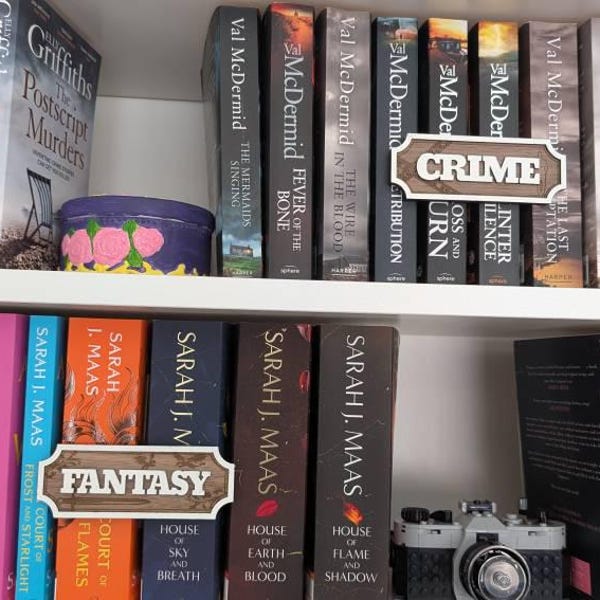 Fantasy Bookshelf Sign, Bookshelf Genre Hangers, Bookshelf Fantasy Sign ...