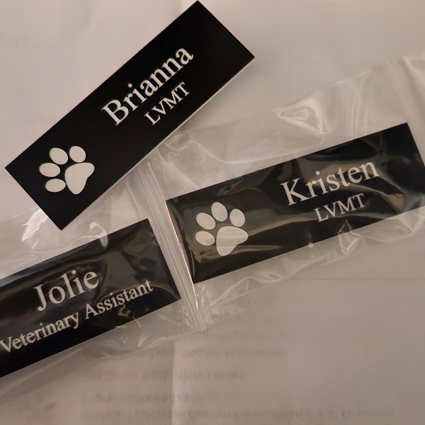 PAW PRINT Vet Tech Name Tag Veterinarian RVT Name Badge Veterinary ...