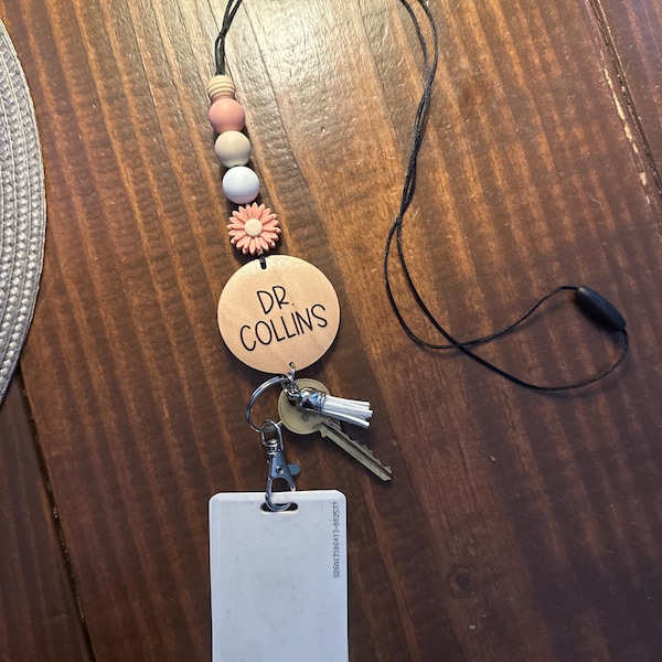 Boho Rainbow Daisy Beaded Teacher Lanyard, ID Badge Holder, Lanyard for ...