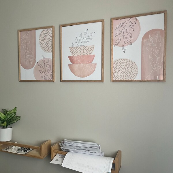 Abstract Print Set of 3, Green Printable Wall Art, Hallway Poster Set ...