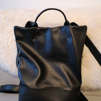 Black Leather Backpack Purse Women, Laptop Backpack, Handmade Backpacks ...