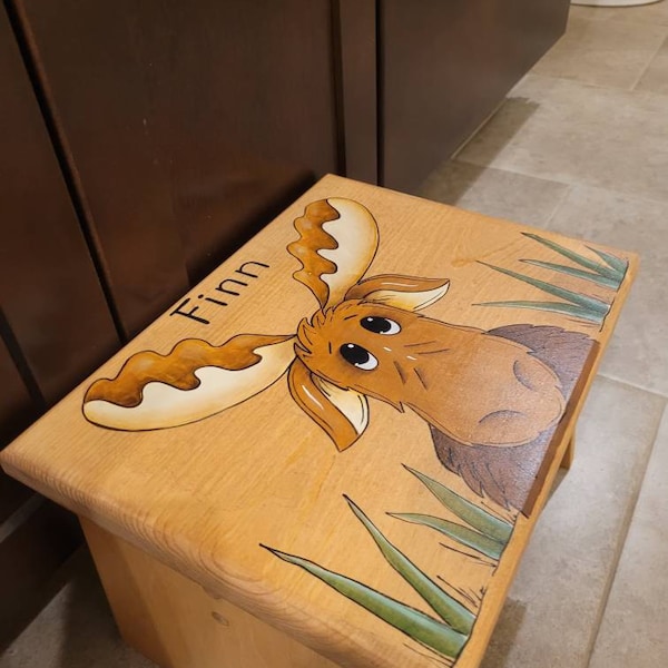 Step Stool, Kids Step Stool, Moose Personalized Children's Step Stool ...