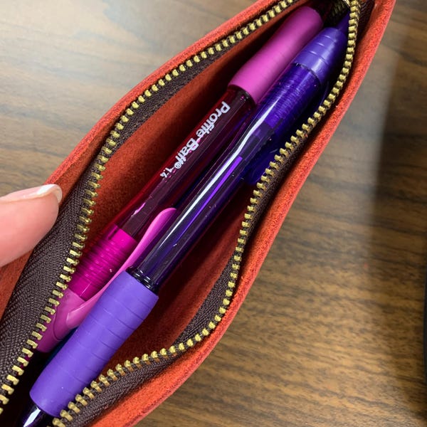 Custom Leather Pencil Case, Personalized Pencil Organizer, Monogrammed ...