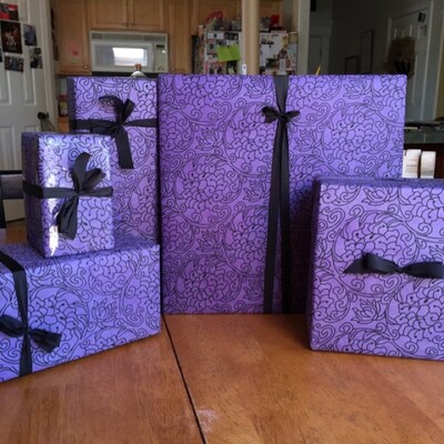 Purple Lotus Flower Pattern Handmade Wrapping Paper Gift Wrap 3 or 10 ...