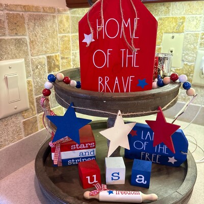 Black and White Farmhouse Tiered Tray Decor Set//farmhouse Decor// Rae ...