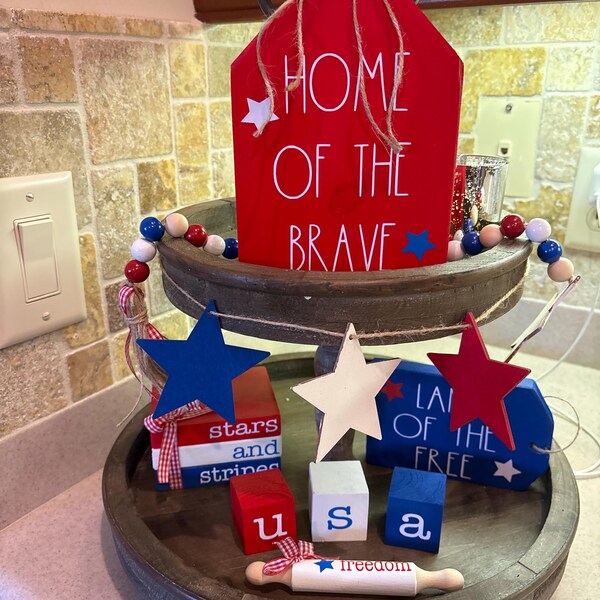 Black and White Farmhouse Tiered Tray Decor Set//farmhouse Decor// Rae ...