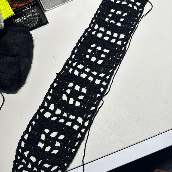Retro Filet Crochet Tie Pattern (PDF) - Etsy