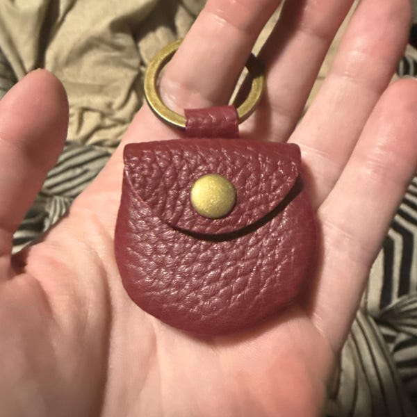 Small Leather Ring Purse With Key Chain Holder| Ring Purse| Leather ...