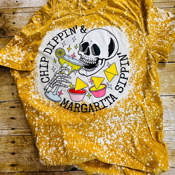 Chip Dippin' Margarita Sippin' Skullie - DTF Ready to Press or ...