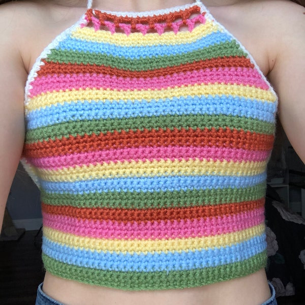 Low-cut Crochet Halter Top - Etsy