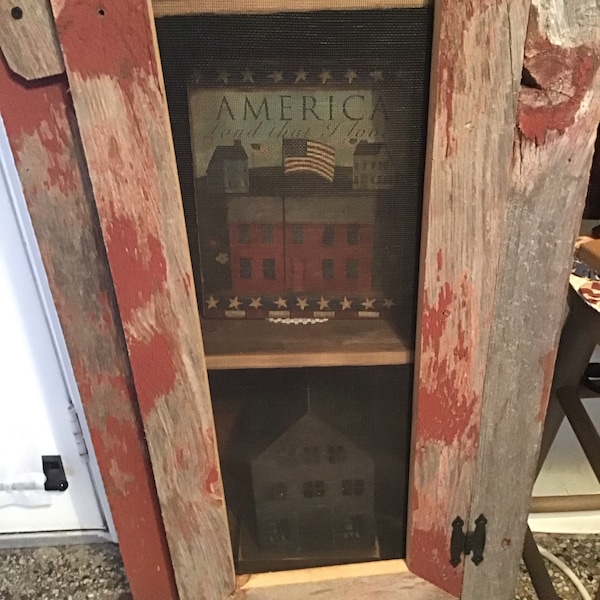 Handmade Large Country Barn Wood Storage Cabinet Cupboard Picket ...