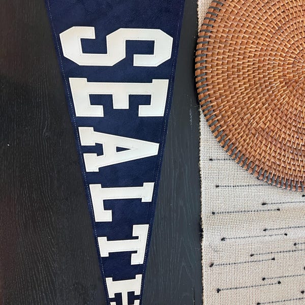 Large Single Word Custom Suede and Leather Pennant Flag Banner ...