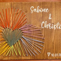 Hochzeitsgeschenk Holz Fadenbild Nagelbild Herz personalisiert - Etsy.de