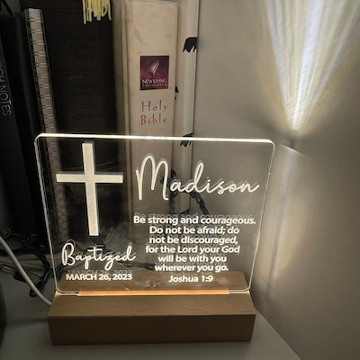 Baptism Gift Joshua 1:9 Night Light Baptism Gift From Godparents ...