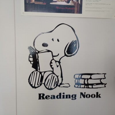 Personalized SNOOPY Reading Vinyl Decal School or Home Decor Wall ...