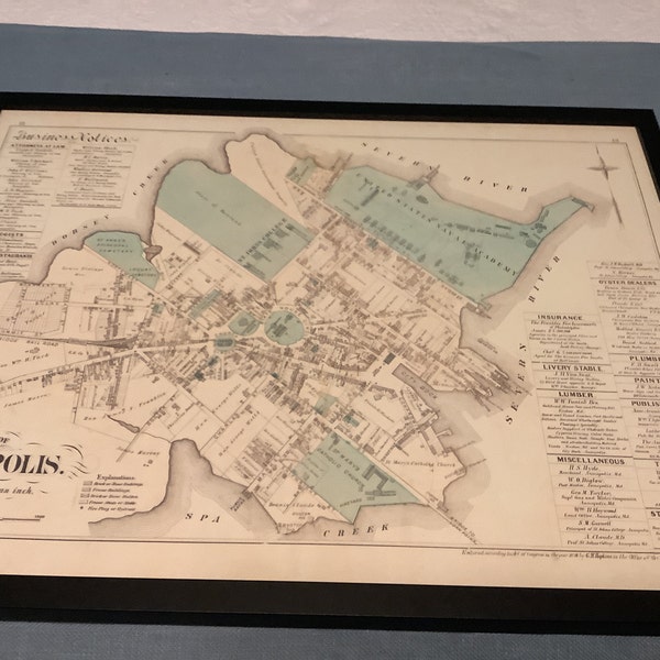Annapolis Vintage Map, Old Annapolis Map, 1878 Antique Map of Annapolis ...