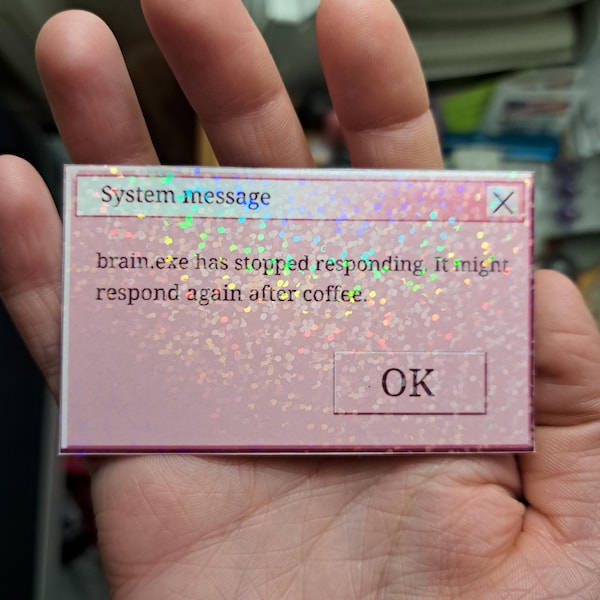 Computer Error Sticker | 90s Style Glitter Holographic Stickers | 8-bit ...