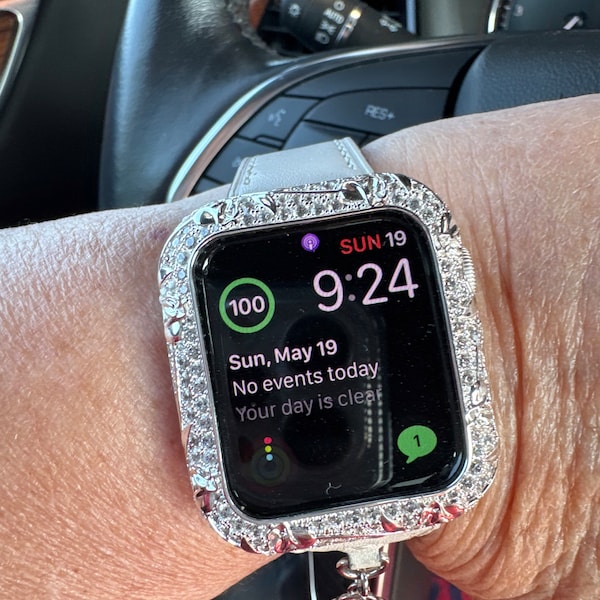 Swarovski Crystal Apple Watch Cover Silver, Apple Watch Case Floral ...