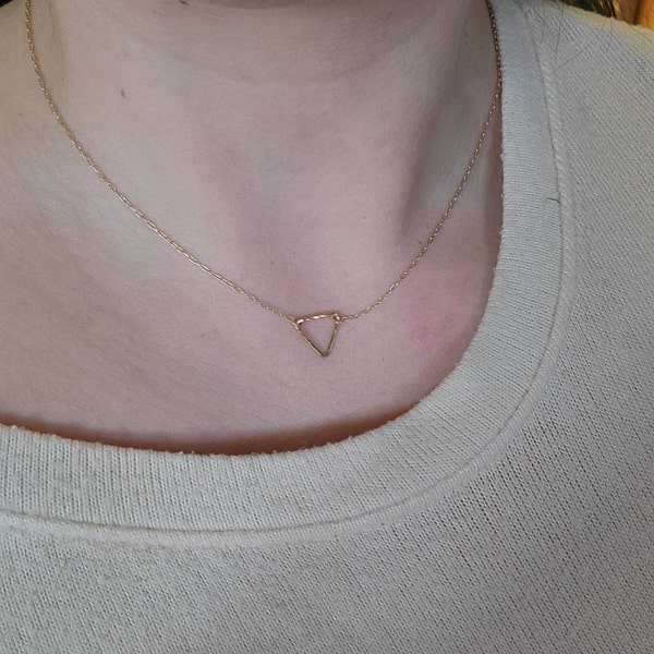 Open Gold Triangle Necklace in Gold Filled - Dainty Gold Geometric ...