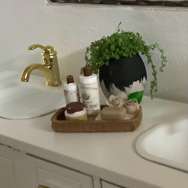 1:12 Scale Miniature Planters – Black & Faux Stone Modern Farmhouse ...