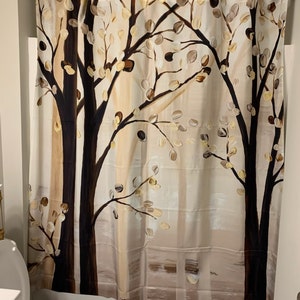 Beige Brown Trees Shower Curtain, Nature, Forest, Neutral Tone, Unique ...
