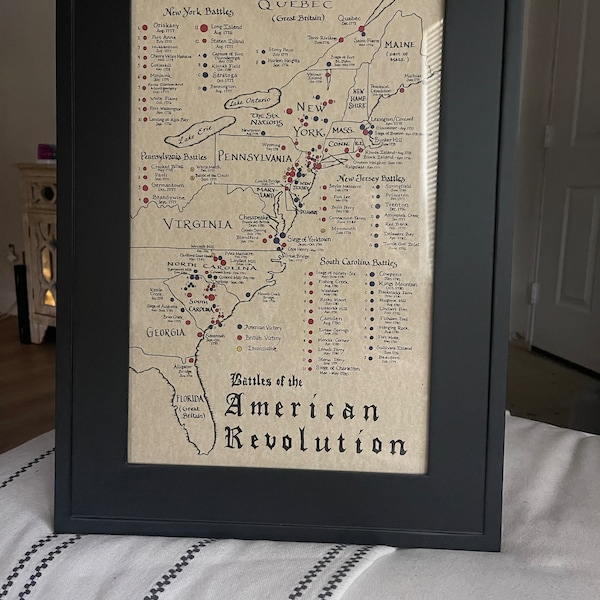 American Revolution Battles Hand Drawn Map - Etsy
