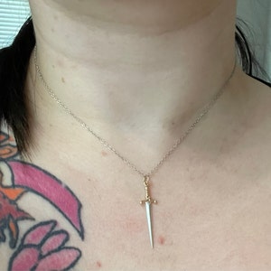 Sword Charm Necklace, Sterling Silver Sword Necklace, Sword Pendant ...