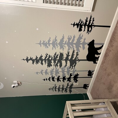 Wall Decals Nursery, Pine Tree Forest Wall Decals,tree Wall Decals ...