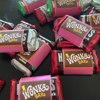 Wonka Bar Labels Mini & Snack Size Wrappers Wonka Bar Candy Bar Label ...