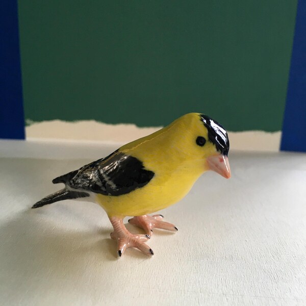Northern Rose American Goldfinch Bird - Hand-painted Home Decor Bird ...