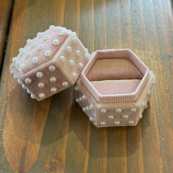 Single Slot Pearl Ring Box, Wedding Ring Box, Velvet Ring Box ...