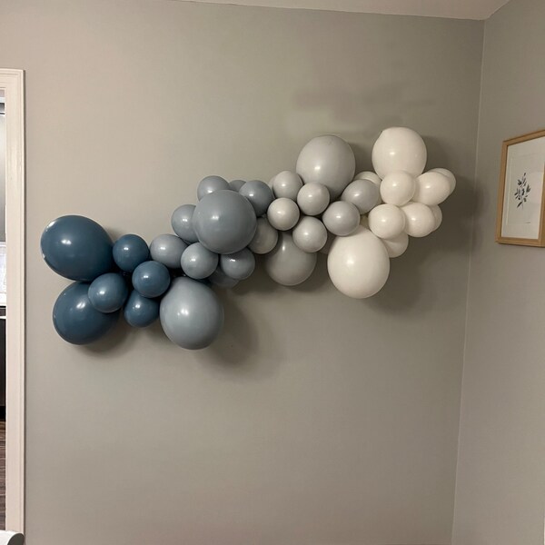 Pacific Balloon Garland Kit With Shades of Blue Slate Blue Dusty Sand ...