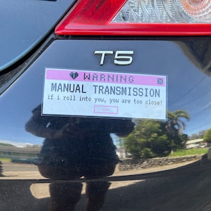 MANUAL CAR WARNING Stick Shift Manual Transmission Glossy Car Decal ...
