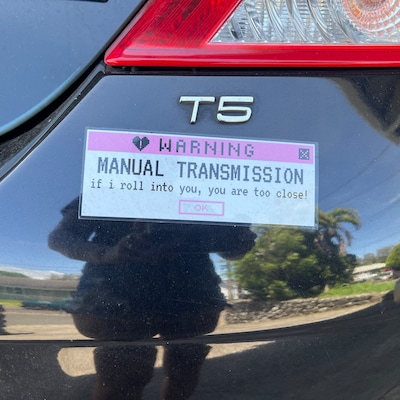 MANUAL CAR WARNING Stick Shift Manual Transmission Glossy Car Decal ...