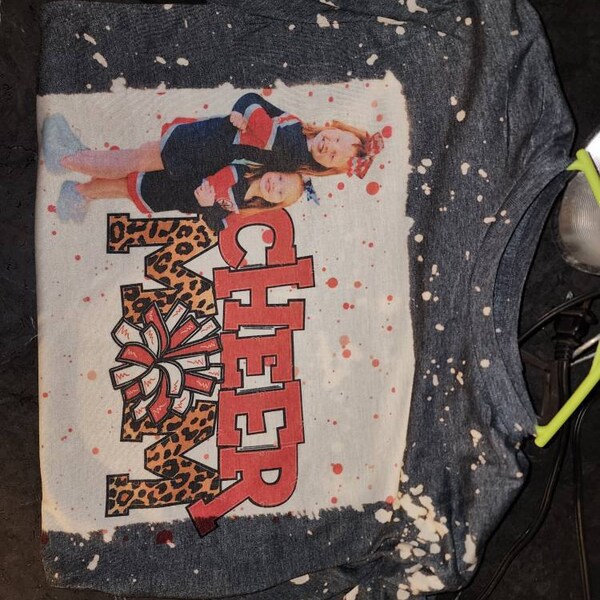 Cheer Mom Personalized Bleach T Shirt for Women, Add Your Own Photo ...