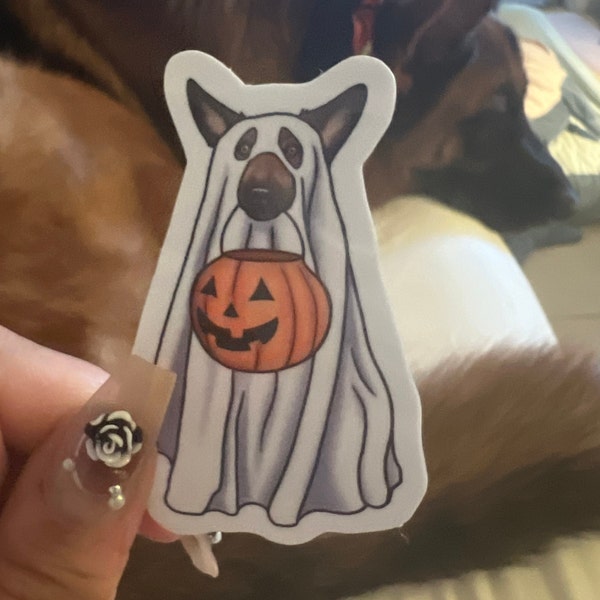 German Shepherd Ghost, Ghost Dog, Halloween Sticker, Spooky Pup - Etsy
