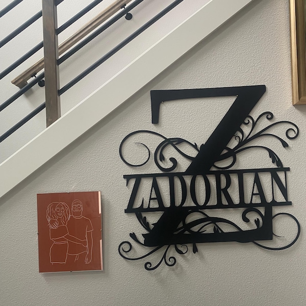 Metal Name Sign Outdoor Metal Wall Art Family Name Sign Metal Last Name ...